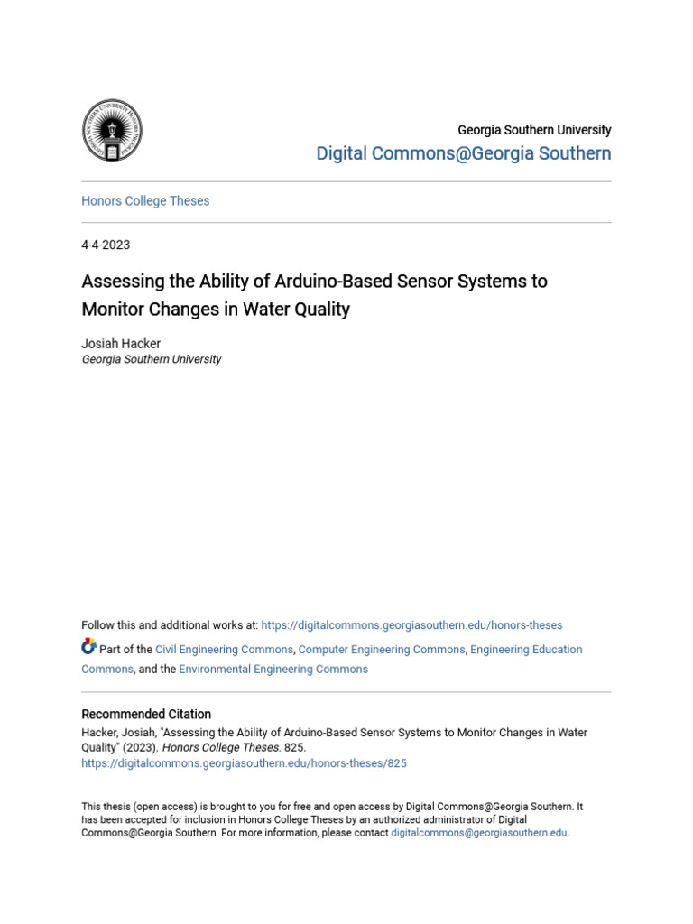 Assessing The Ability of Arduino-Based Sensor Systems To Monitor | PDF | Water Quality | Sensor