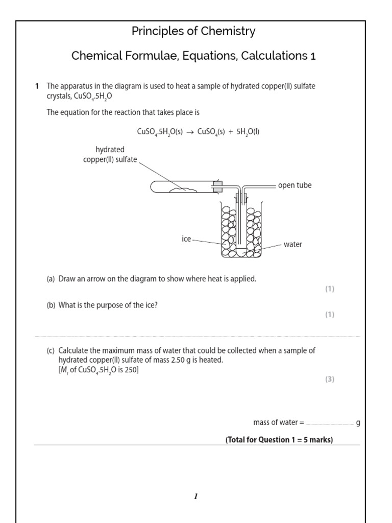 Chemical Formulae, Equations, Calculations 1 QP | PDF | Atoms ...
