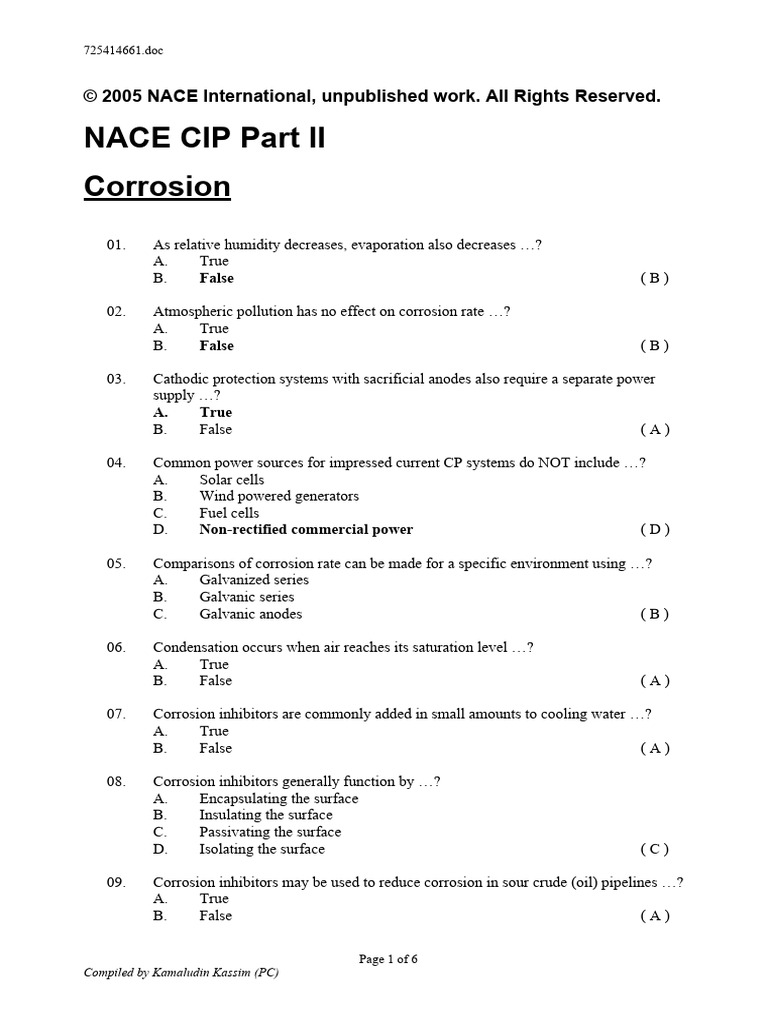 NACE CIP Part II - (5) Corrosion - (Qs _ as) | PDF | Corrosion | Anode