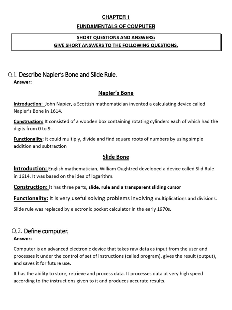 Chapter #1 Fundamentals of Computer | PDF | Microcomputers | Operating System