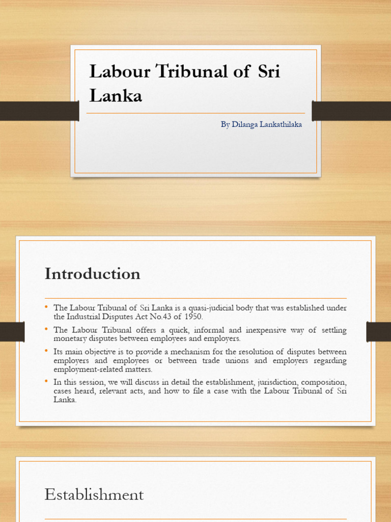 Overview of Sri Lanka's Labour Tribunal | PDF | Employment | Tribunal