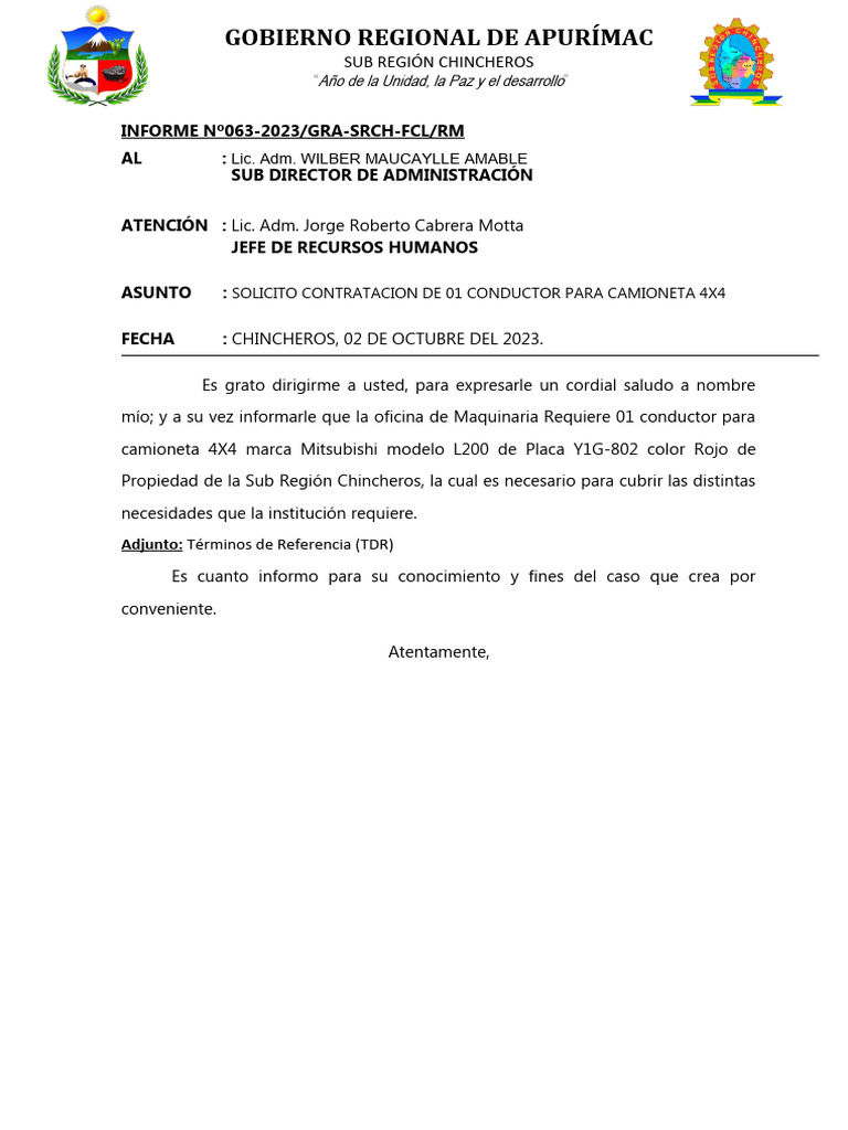 Informe Nº063 Solicito Conductor | Descargar gratis PDF | Licencia de ...