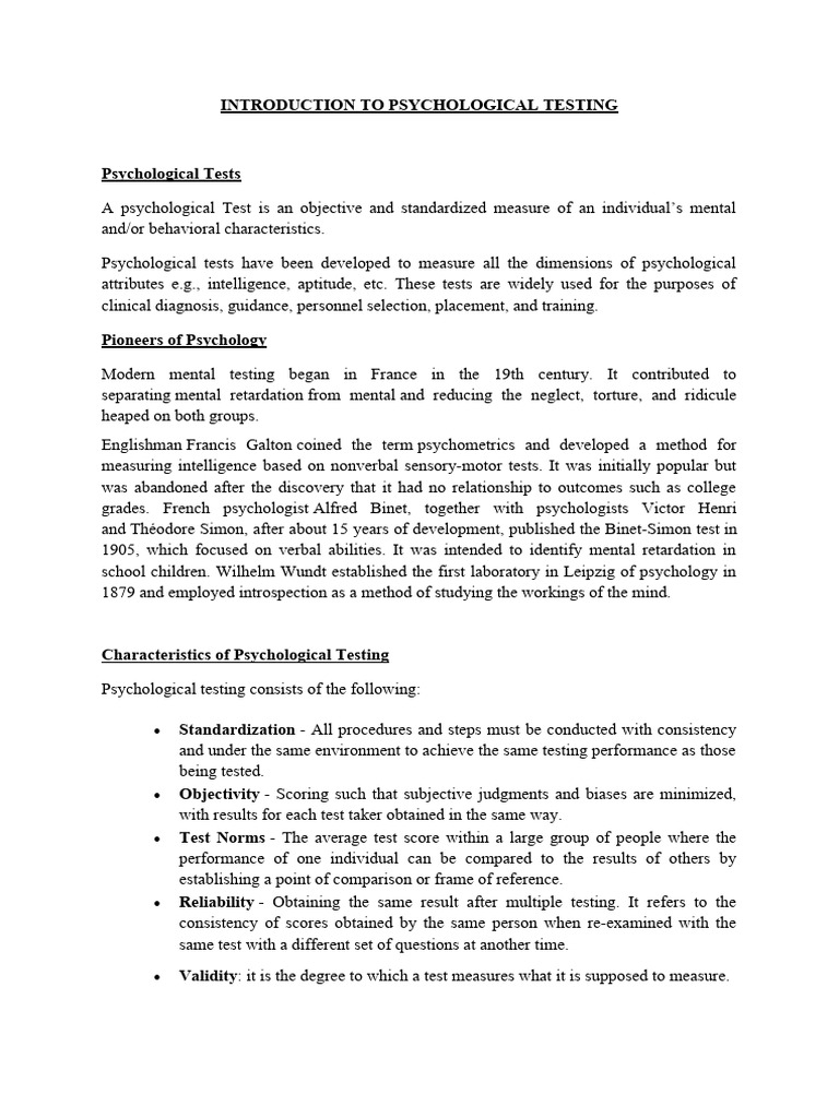 Introduction To Psychological Testing | PDF | Validity (Statistics ...