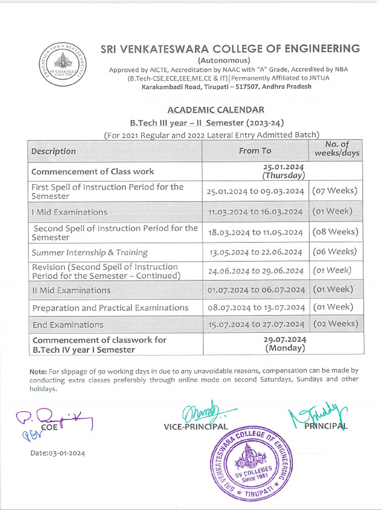 III b.tech-II Semester Academic Calender 2023-2024 | PDF III b.tech-II Semester Academic Calender 2023-2024 | PDF
