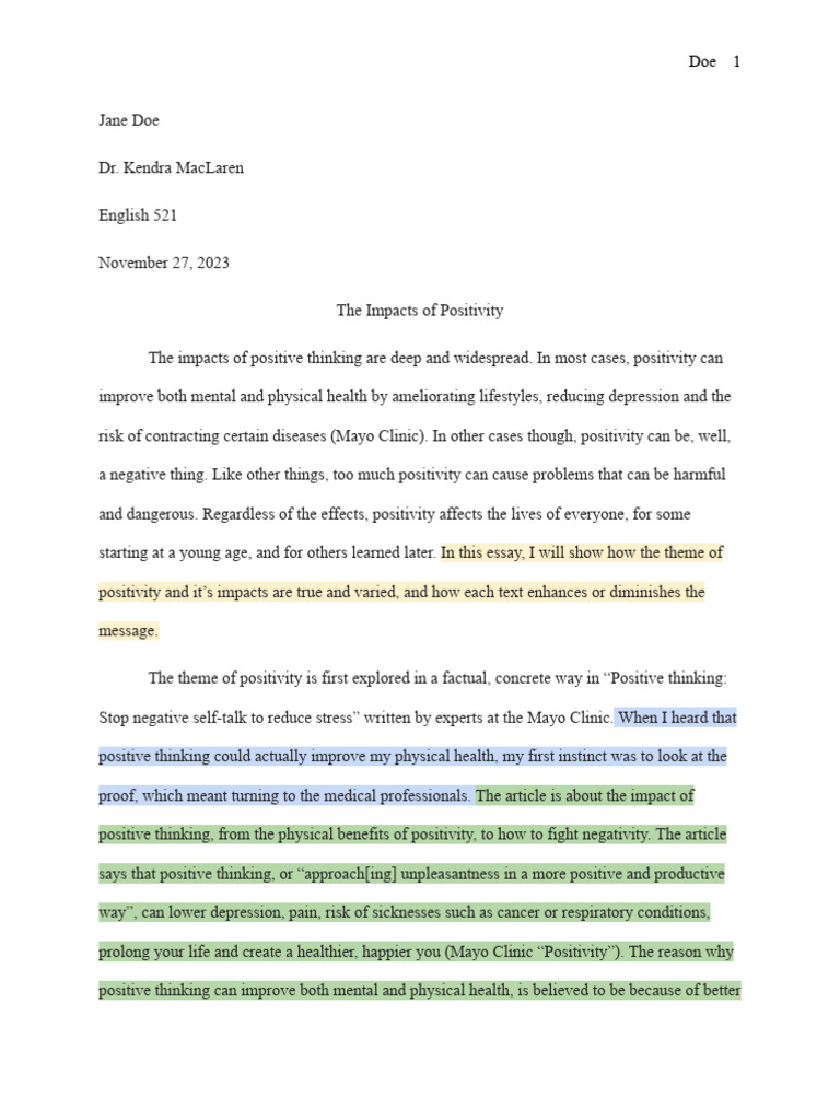 Sample MG Study | PDF | Optimism | Thought