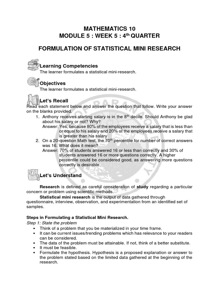 Formulating Statistical Mini Research | PDF | Survey Methodology | Statistics