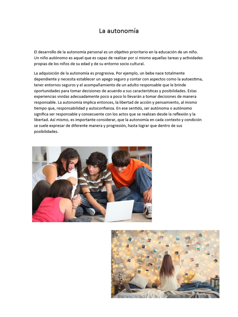 Fomentar la Autonomía Infantil | PDF
