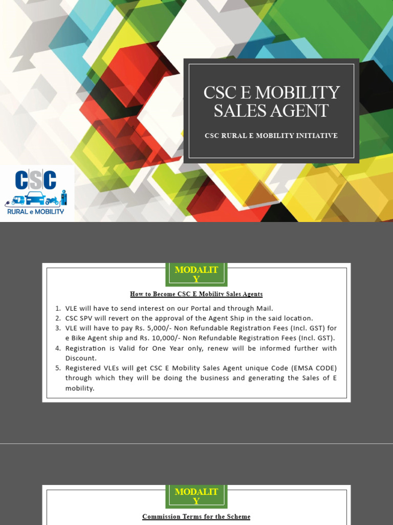 CSC e Mobility Sales Agent 2020 | PDF | Service Industries | Payments