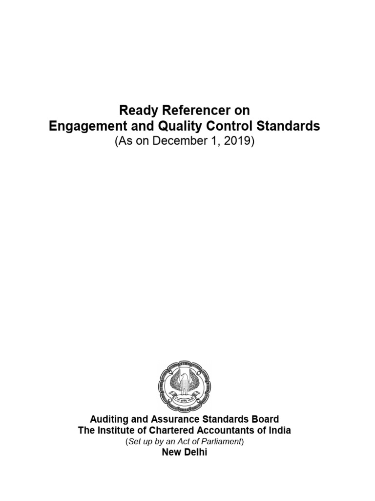 Ready Referencer On Standards-13.12.2019 | PDF | Audit | Financial Audit