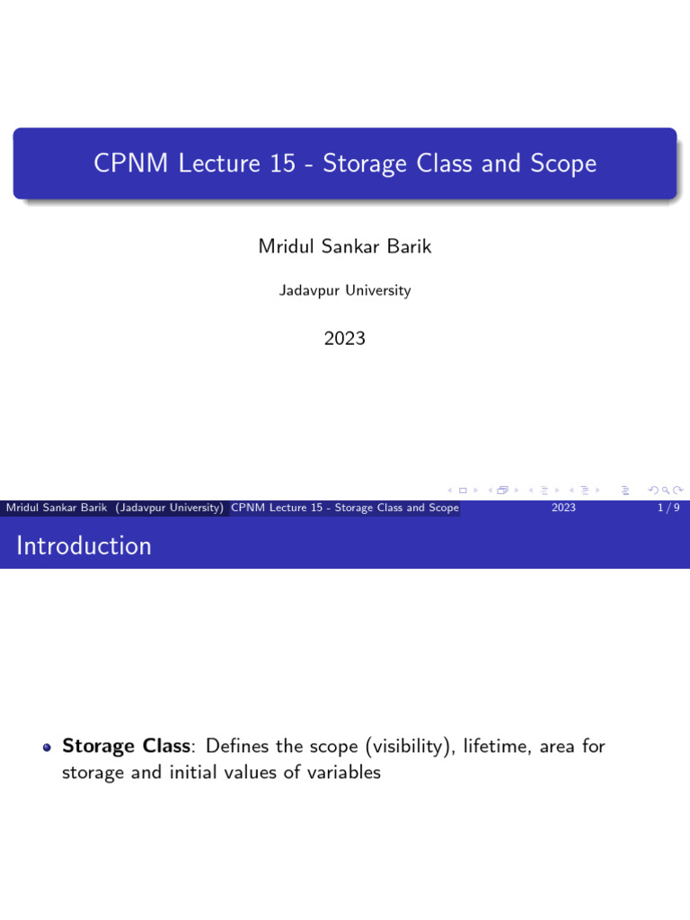 CPNM Lecture 15 Variable Storage Classes | PDF | Scope (Computer Science) | Variable (Computer ...