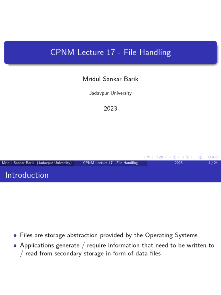 CPNM Lecture 17 File Handling | PDF | Computer File | Pointer (Computer Programming)