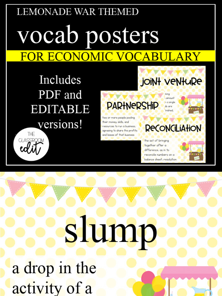 Lemonade War Vocabulary Posters | PDF