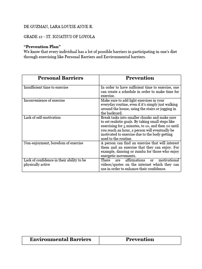 Overcoming Exercise Barriers Guide | PDF