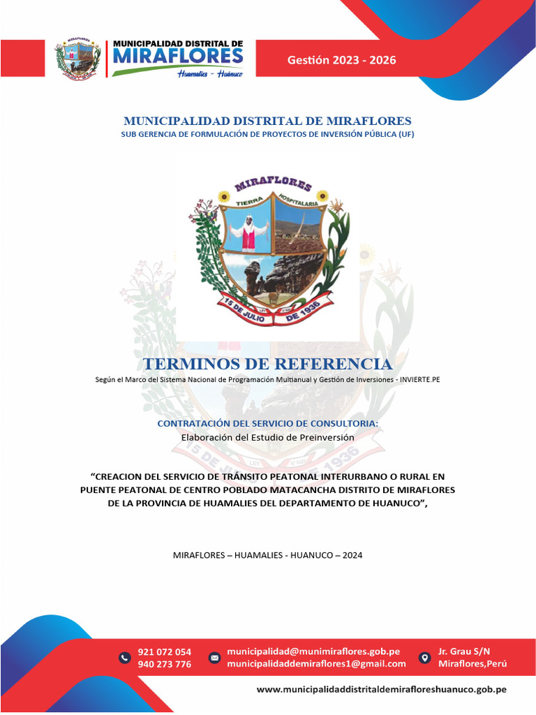 tdr UF PUENTE RURAL MATACANCHA | PDF | Infraestructura | Presupuesto