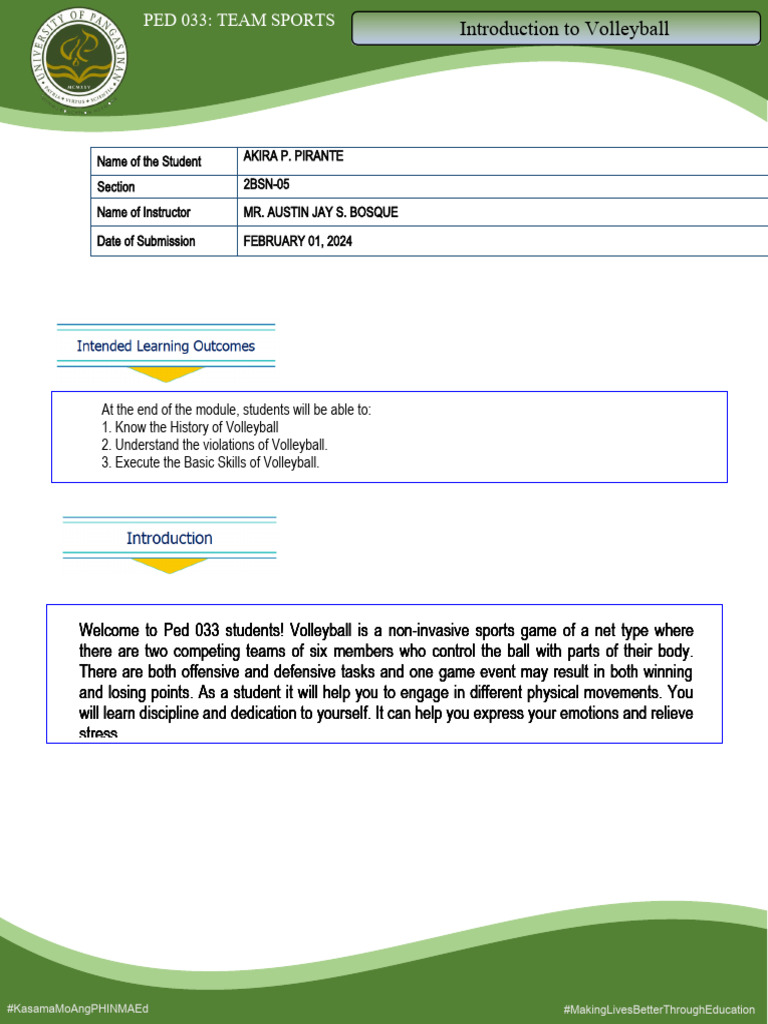 Introduction to Volleyball | PDF | Volleyball | Ball Games