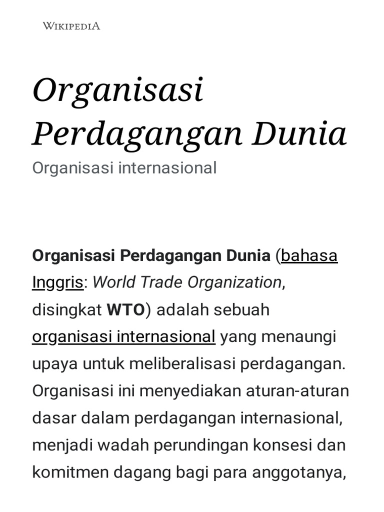 Sejarah dan Peran WTO dalam Perdagangan | PDF | Pengelolaan Keuangan ...