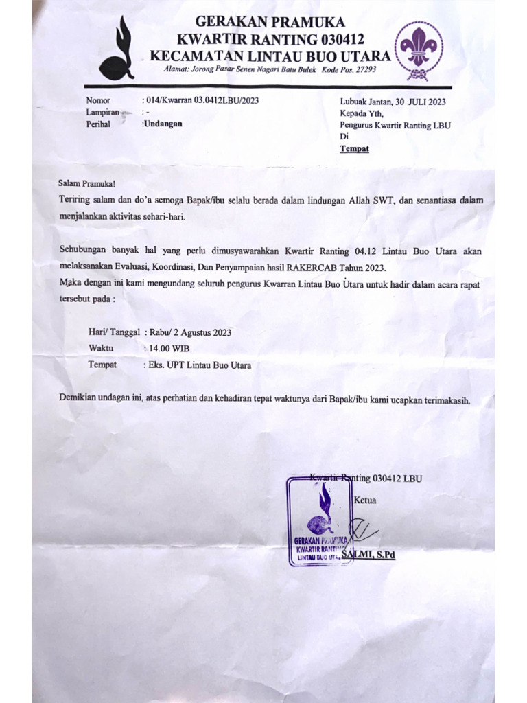 Undangan KWARRAN LBU | PDF