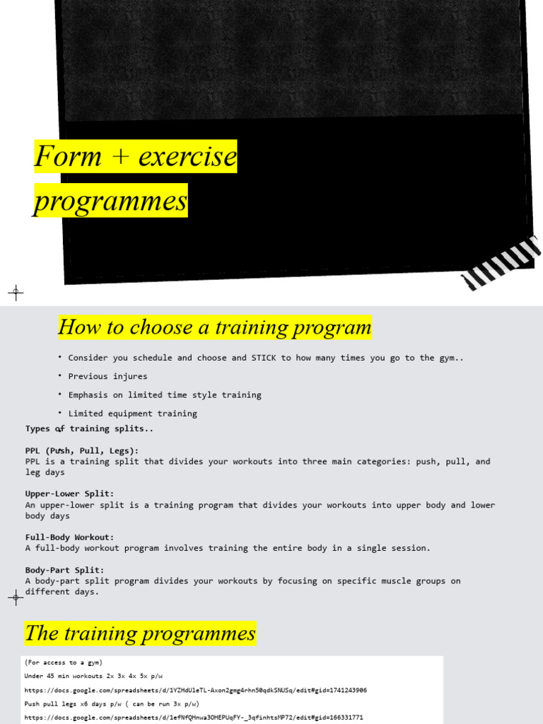 Form + Exercise Programmes | PDF