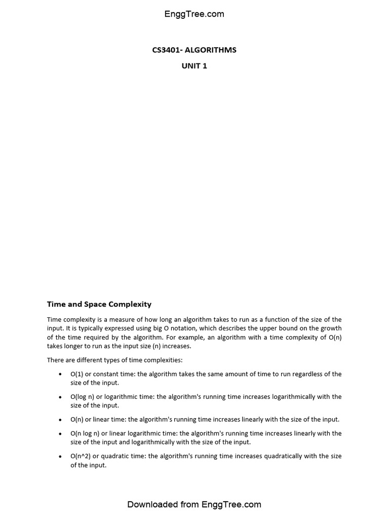 CS3401 Algorithms Lecture Notes 1 | PDF | Time Complexity | Cybernetics CS3401 Algorithms Lecture Notes 1 | PDF | Time Complexity | Cybernetics