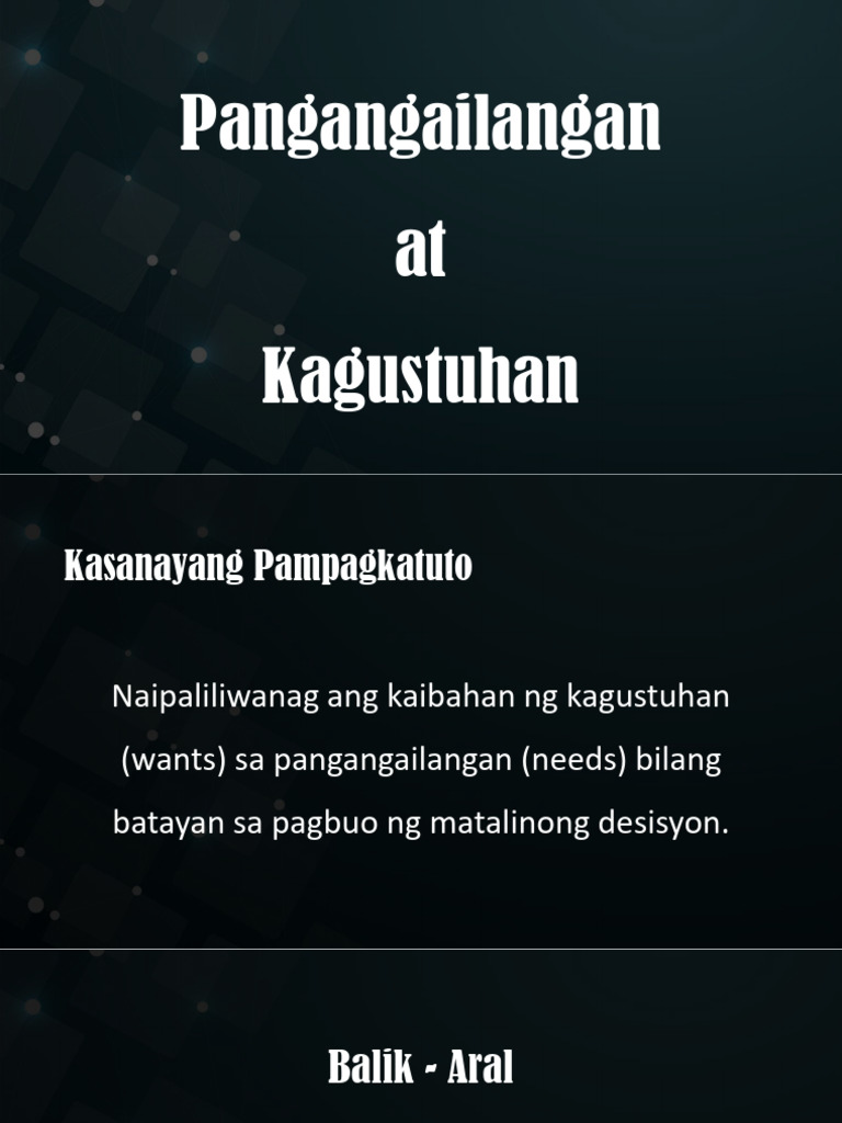 Pangangailangan at Kagustuhan | PDF
