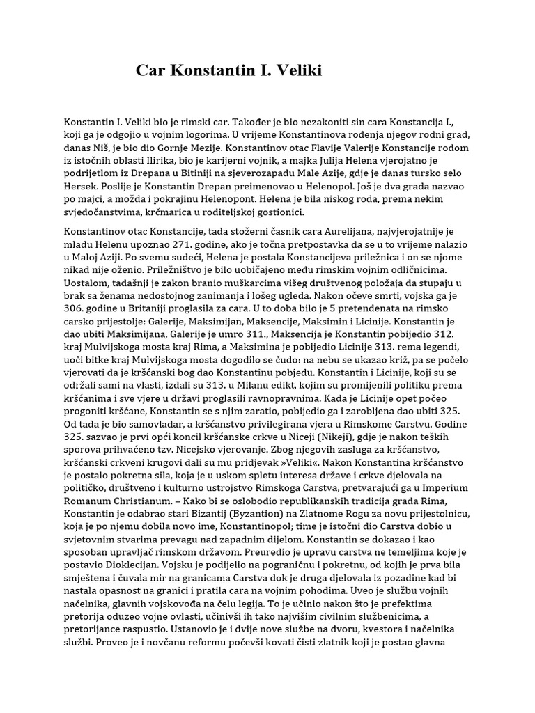 Car Konstantin I. Veliki | PDF