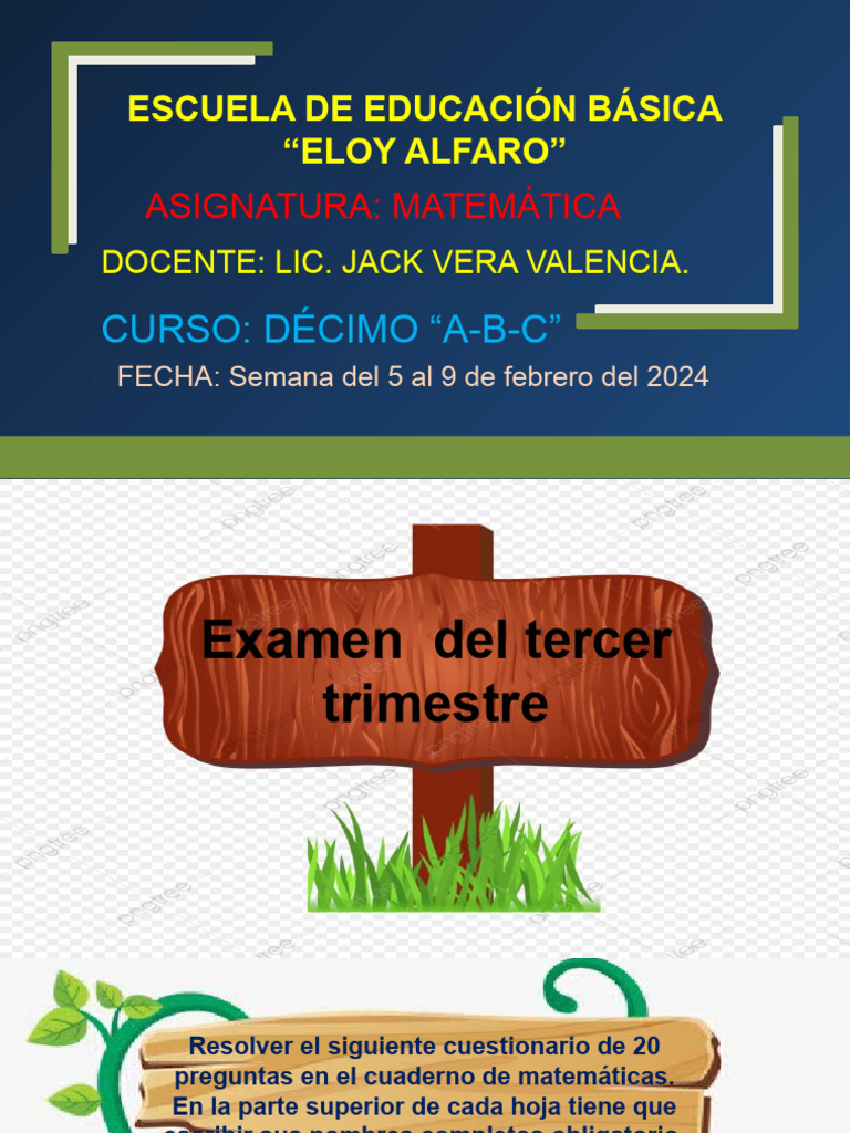 Examen Decimo 3er Trimestre | PDF