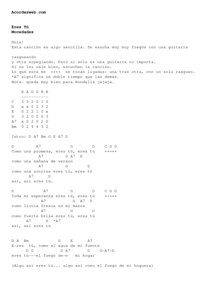 Eres T Mocedades Acordesweb Com | PDF