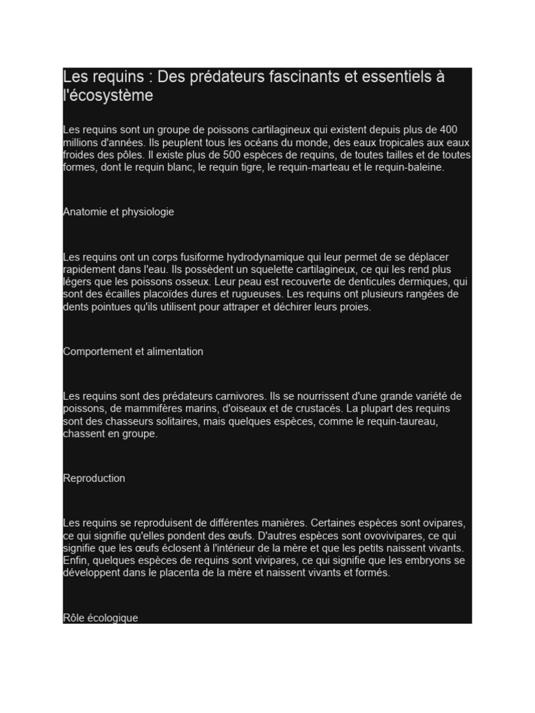 Les Requins | PDF | Requins | Poisson