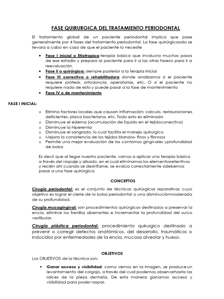Fase Quirurgica Del Tratamiento Periodontal. | PDF | Especialidades ...