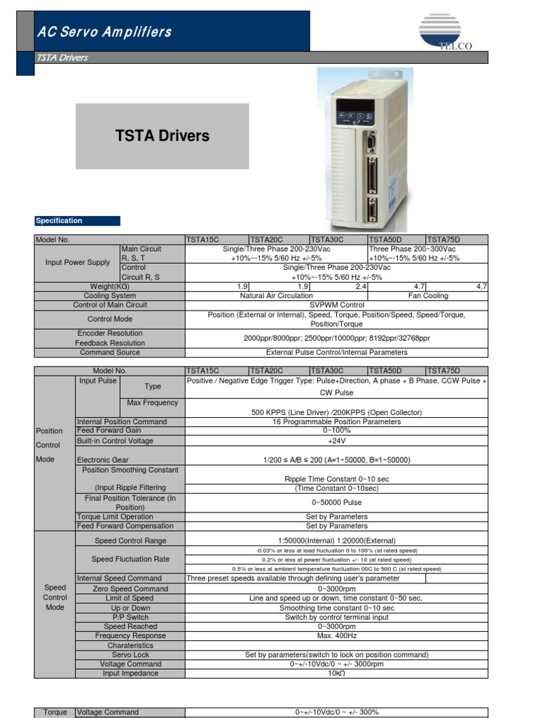 Ac Servo Tsta | PDF | Servomechanism | Switch