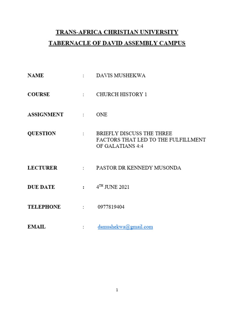 Church History 1 Assignment 1 | PDF | Jesus | Gospel Of Matthew