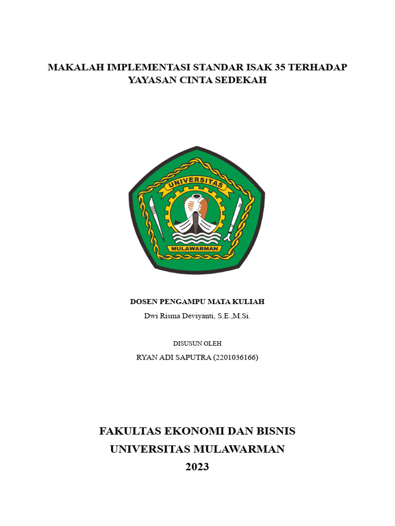Implementasi ISAK 35 di Yayasan Cinta Sedekah | PDF | Pengelolaan ...