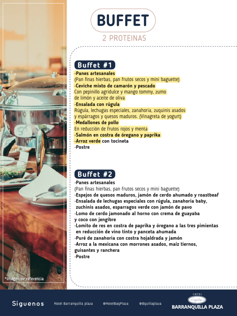 Buffet Gourmet en Hotel Barranquilla | PDF | ensalada | Postres