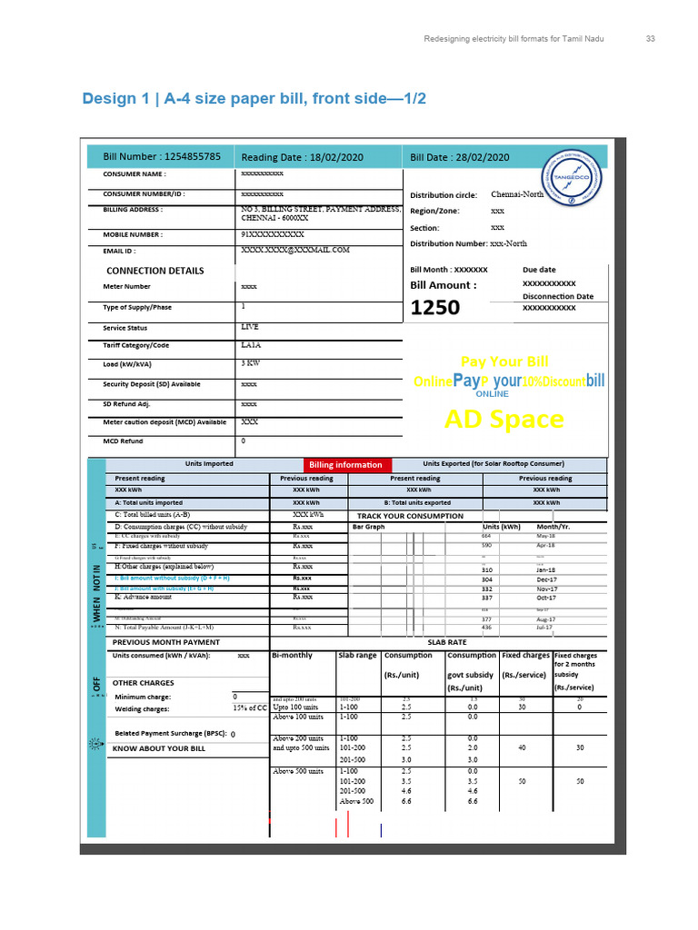 Tamil Nadu Electricity Bill Redesign | PDF | Payments | Cheque