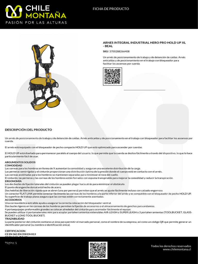 Arnés Beal Hero Pro: Seguridad y Comodidad | PDF | Bienes ...