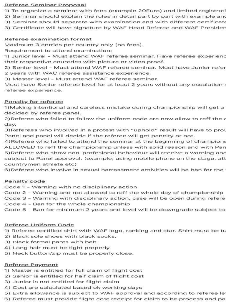 Referee Seminar Guidelines and Requirements | PDF