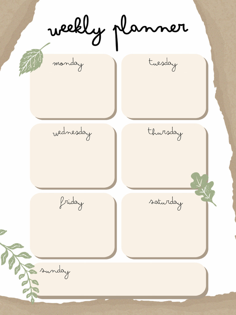 Green Rustic Aesthetic Weekly Planner | PDF