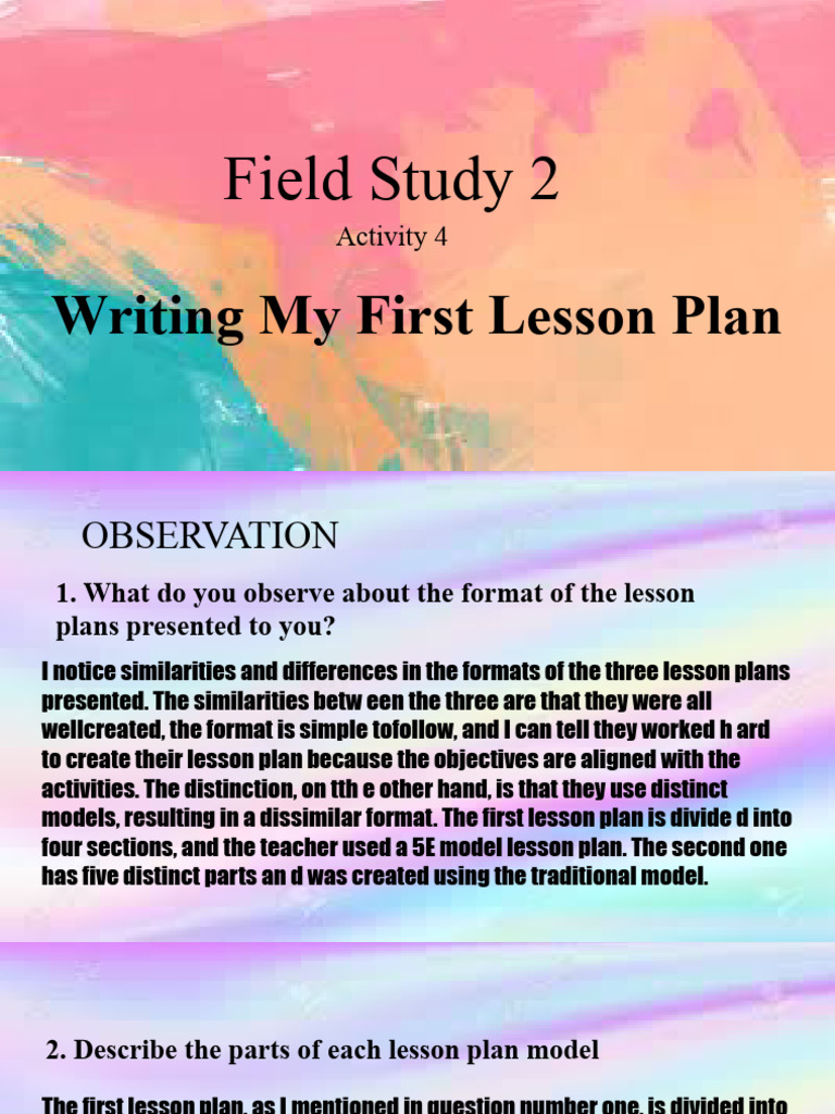 Writing My First Lesson Plan | Download Free PDF | Lesson Plan | Cakes