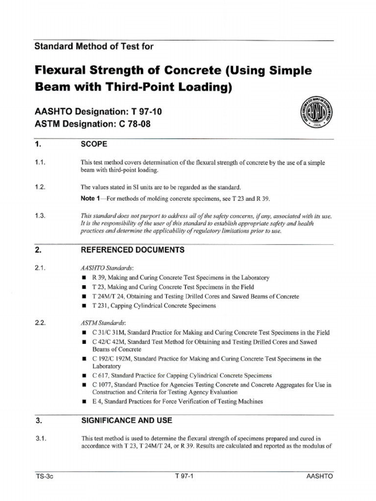 Aashto T-97-10 | Download Free PDF | Concrete | Beam (Structure)