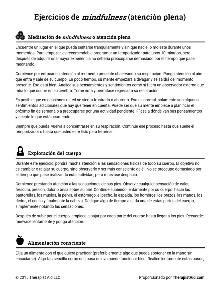 Mindfulness Exercises Spanish | PDF