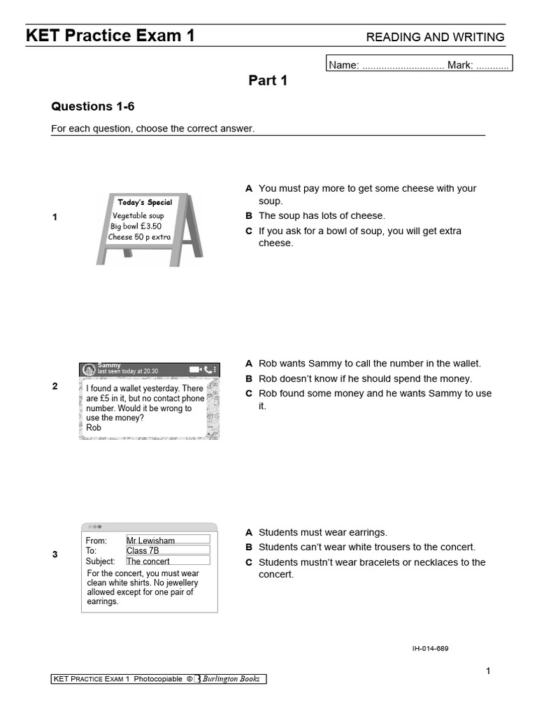 01KET Prac Exam 1 ReadWrite | PDF | Reptile | Ice Cream