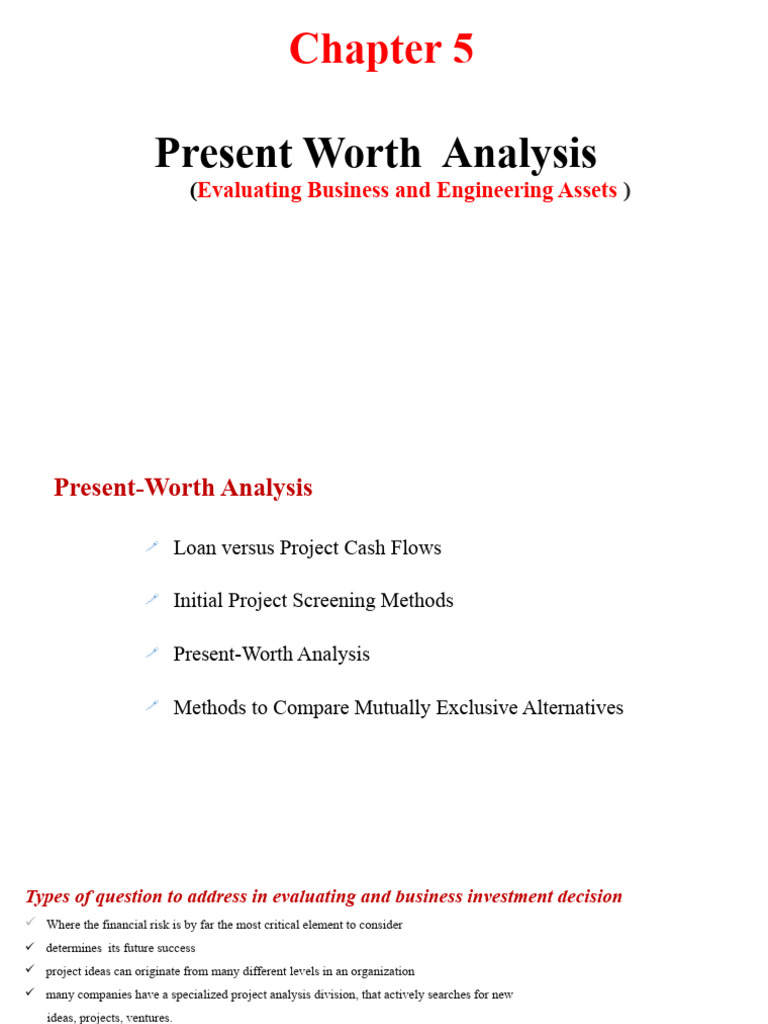 Chapter 5 Present Worth Analysis | PDF | Investing | Investment Fund