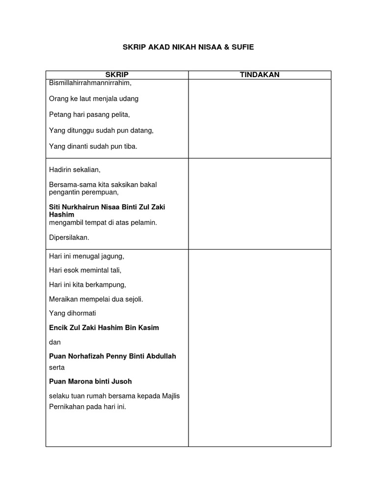 Skrip Akad Nikah | PDF