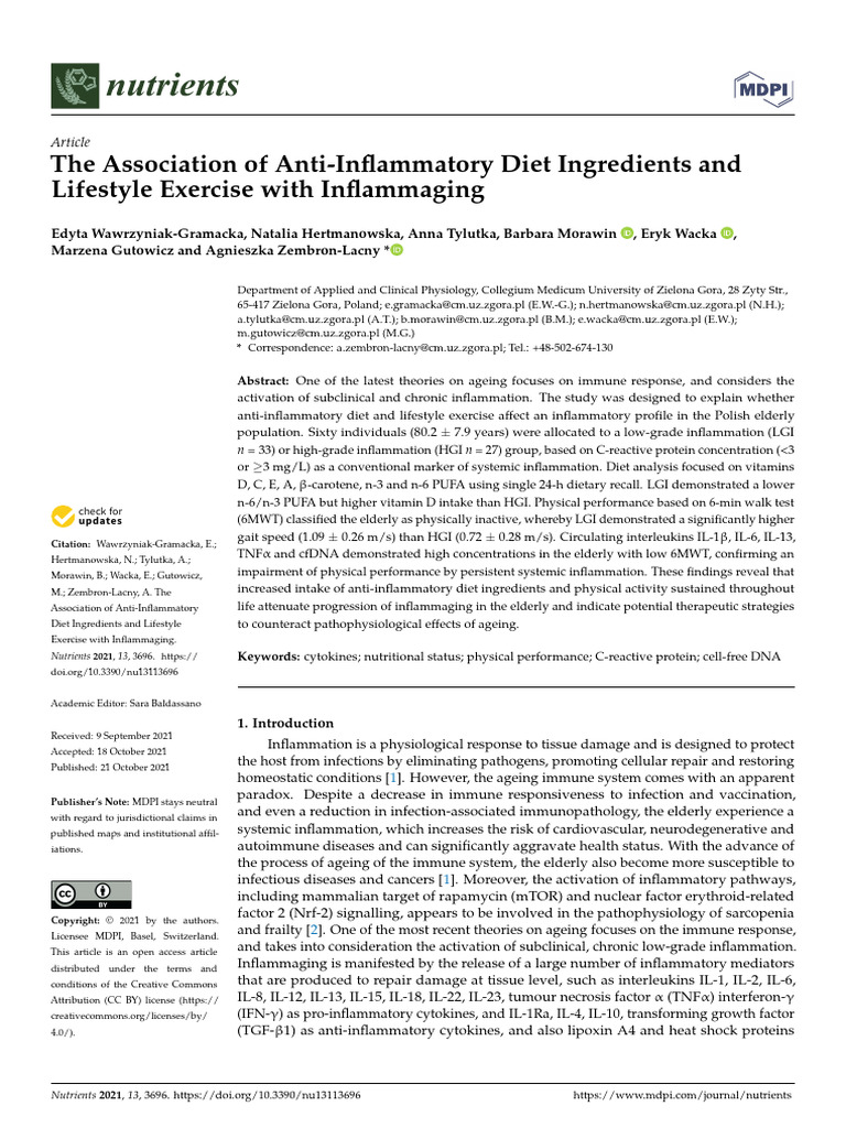 The Association of Anti-Inflammatory Diet Ingredients | PDF | Fat ...