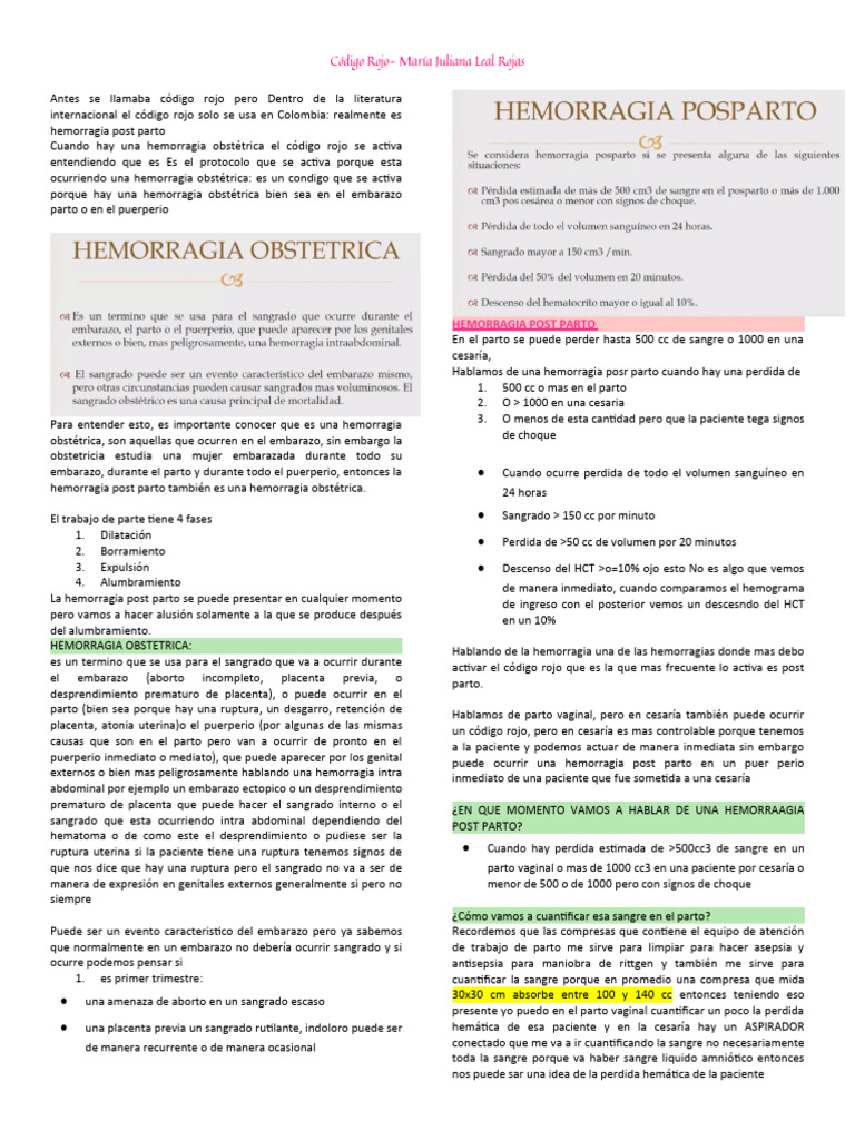 4 Codigo Rojo | PDF | Parto | Periodo posparto