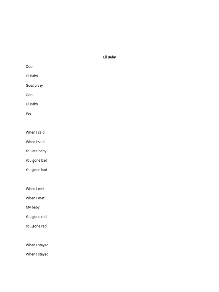 Lil Baby Lyrics | PDF | Self-Improvement