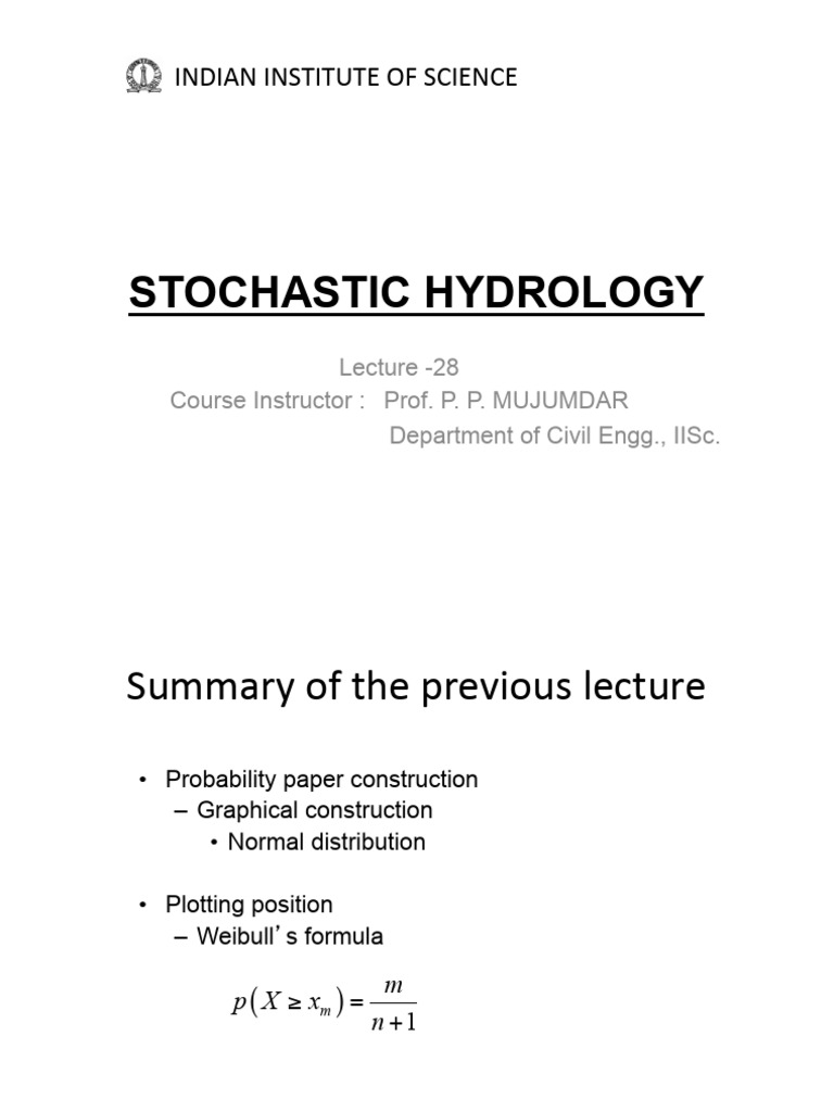 Dokumen Tips Stochastic Hydrology Nptel Ref Stochastic Hydrology By