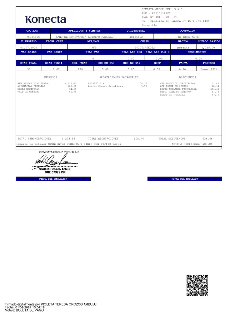 Boleta de Pago Comdata Group Perú | PDF