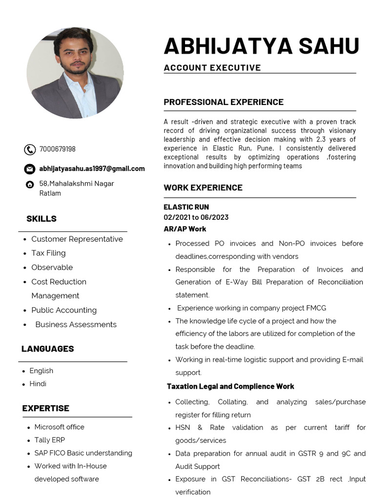 Abhijatya Sahu Resume | PDF | Business | Economies