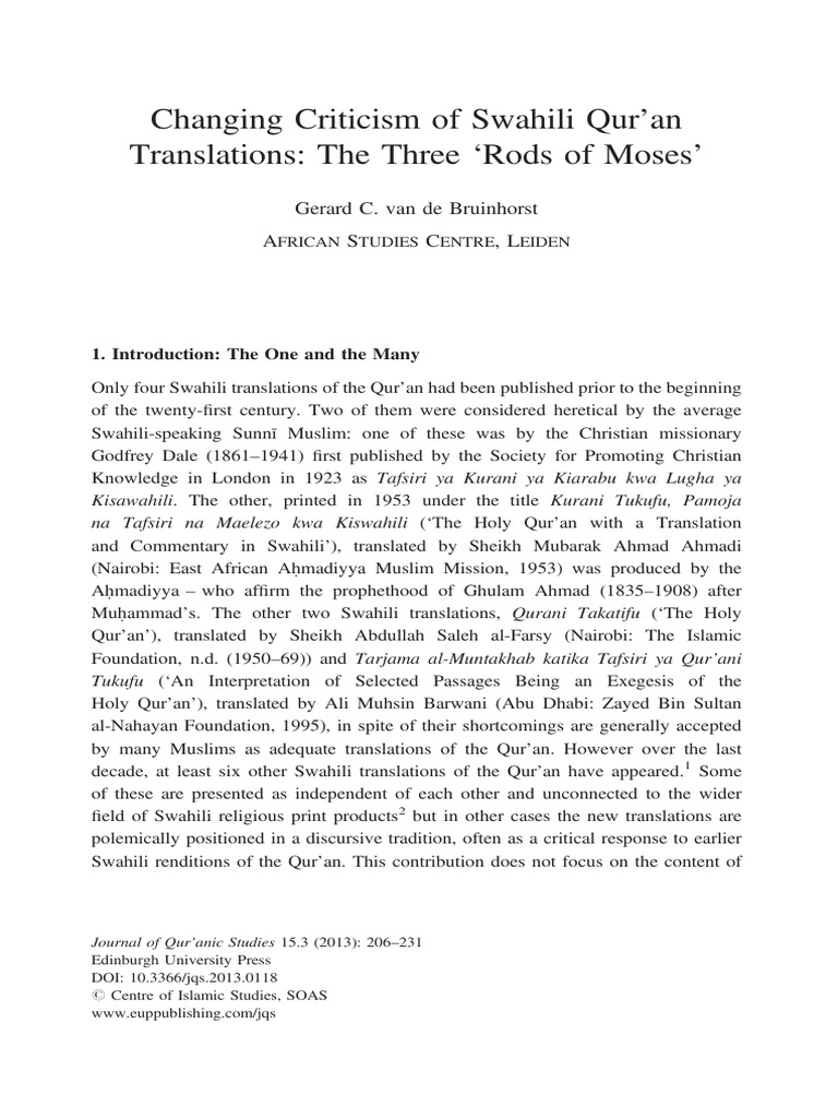 Changing Criticism of Swahili Quran Tran | PDF | Quran | Islam